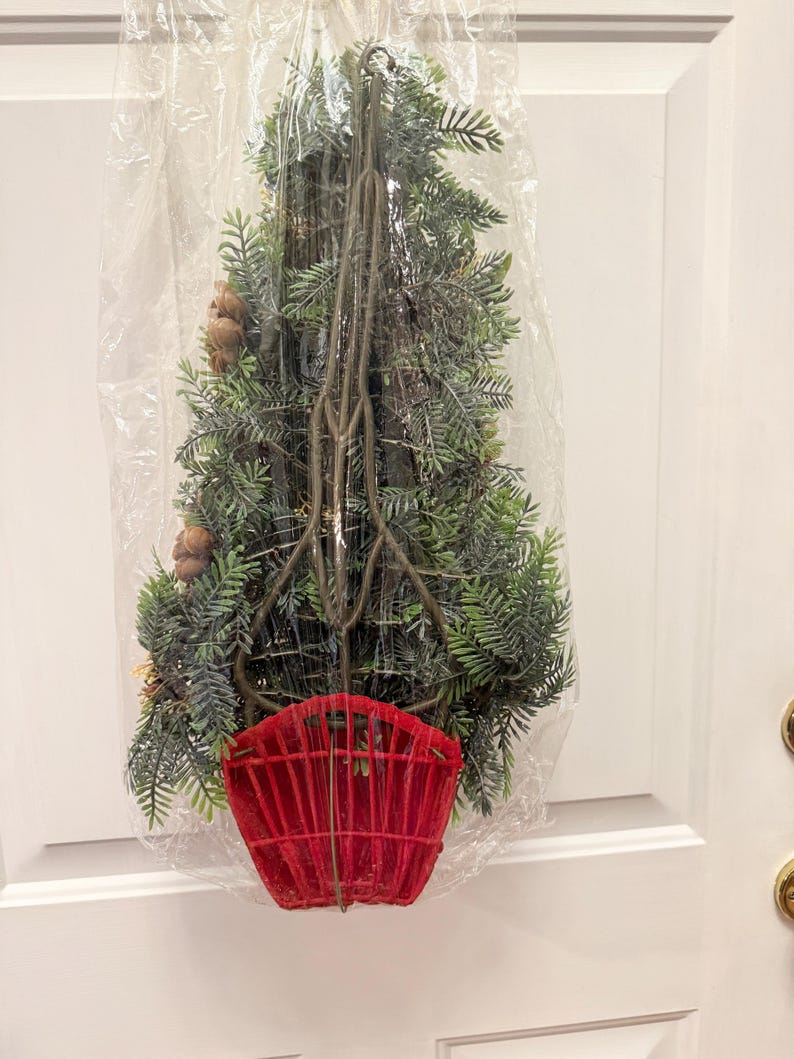 Vintage NOS Plastic Flat Back Christmas Cone Hanging Hemlock Half Tree ...
