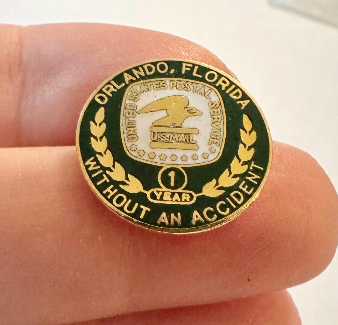 Vintage US Mail Postal Orlando Florida 1 Year Without Accident Lapel ...