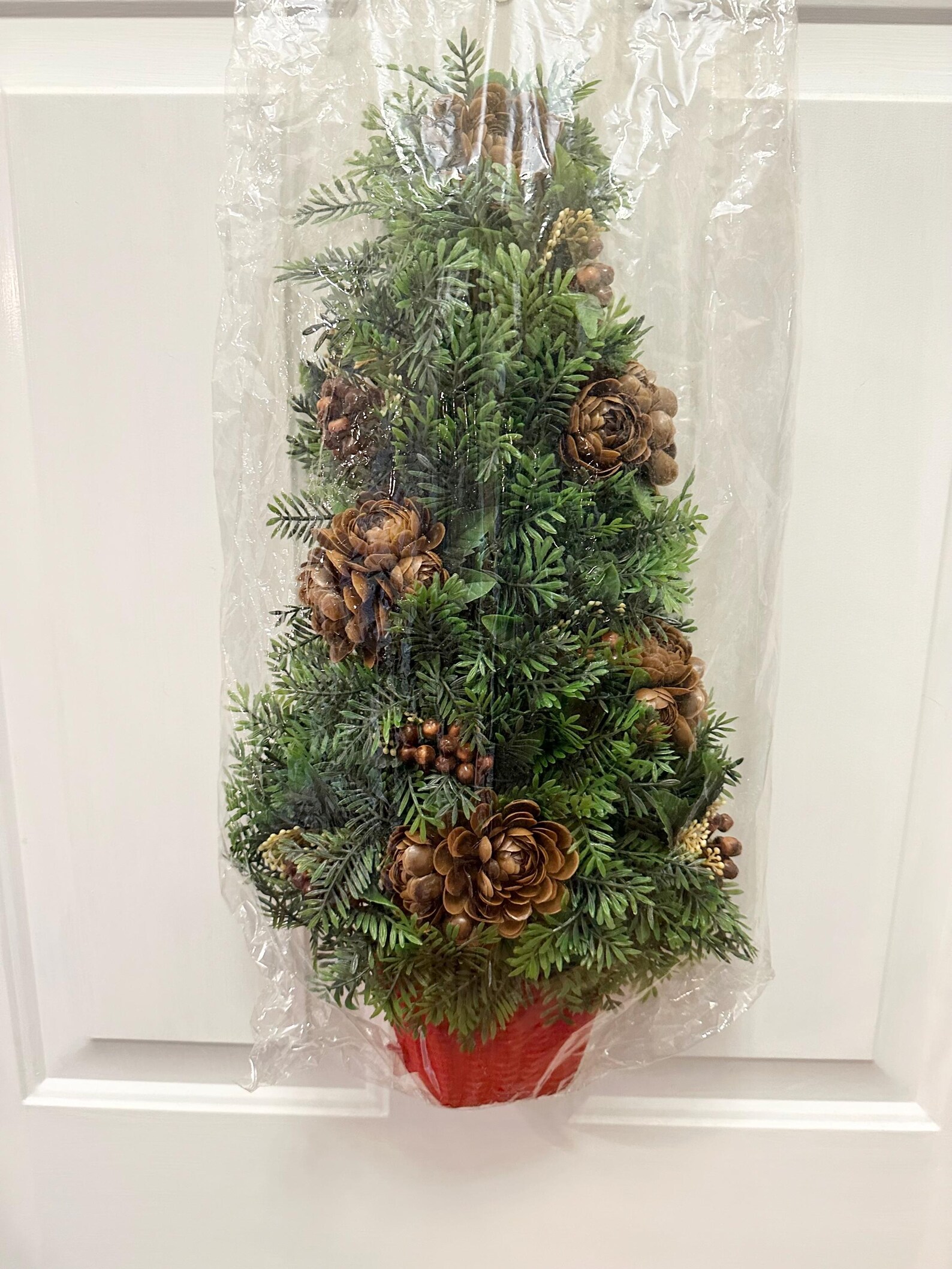 Vintage NOS Plastic Flat Back Christmas Cone Hanging Hemlock Half Tree ...