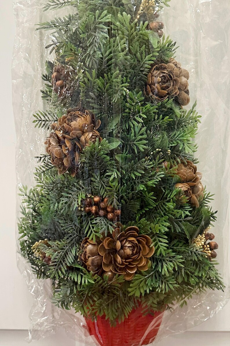 Vintage NOS Plastic Flat Back Christmas Cone Hanging Hemlock Half Tree ...