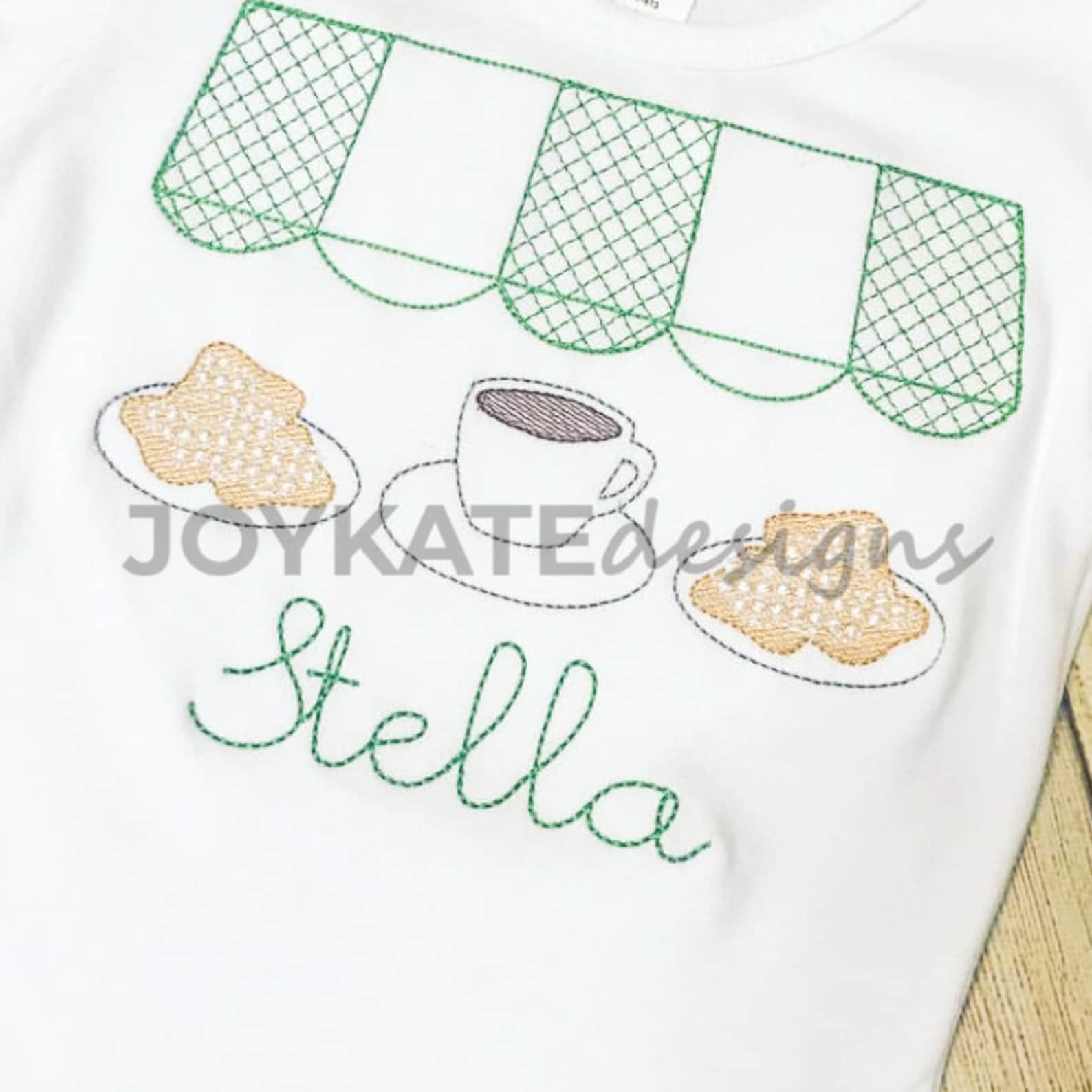 Beignets & Coffee Light Fill Vintage Stitch Embroidery Design - Etsy