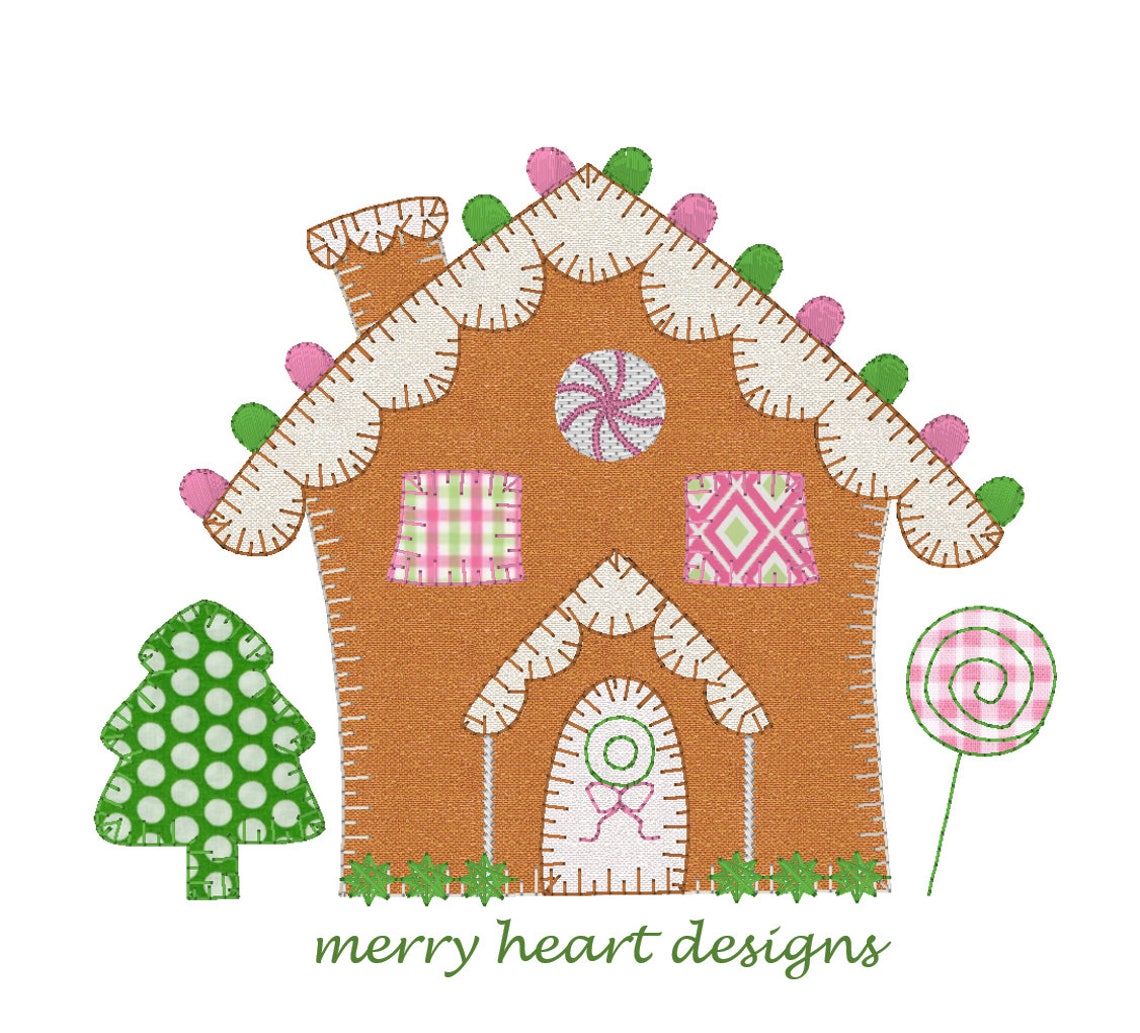 Gingerbread House Applique Design Christmas Embroidery File | Etsy