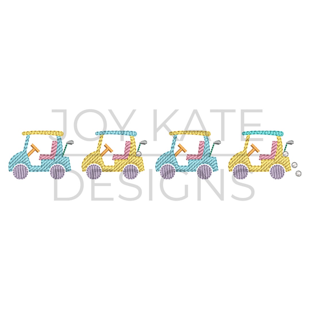 Row of Golf Carts Sketch Embroidery Design - Etsy