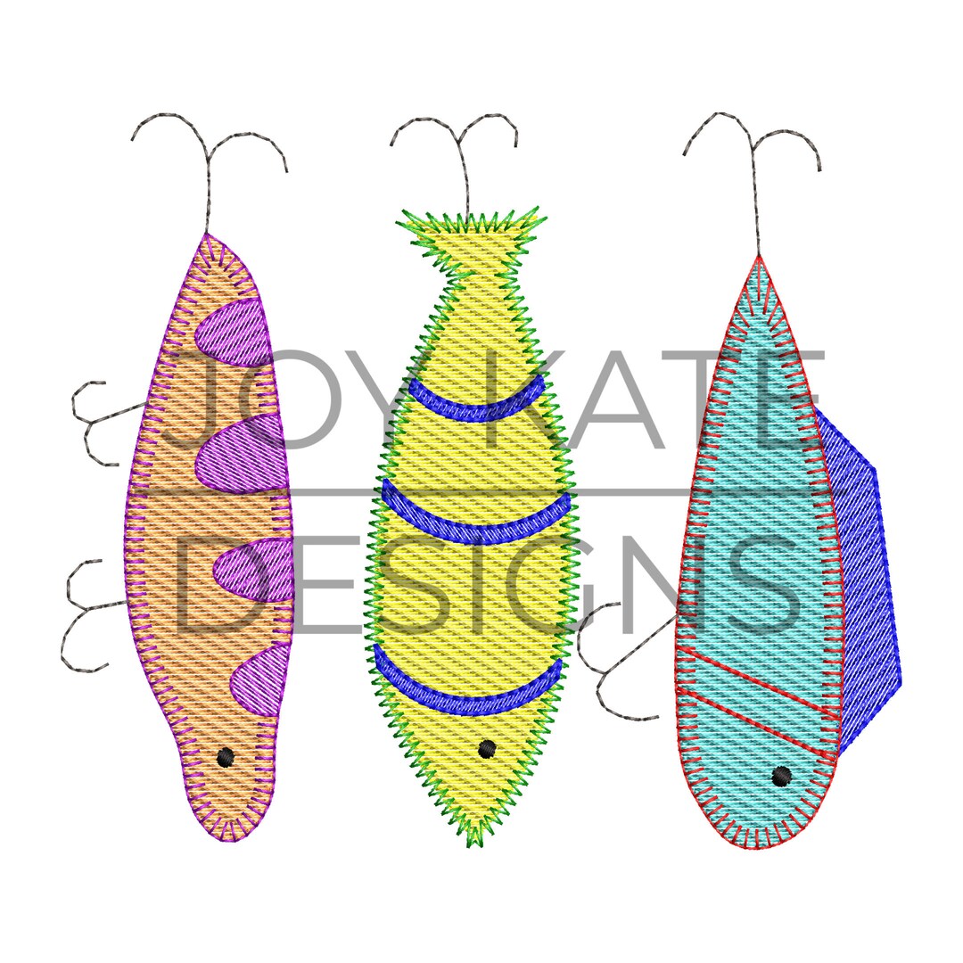 Fishing Lures Trio Sketch Embroidery Design - Etsy