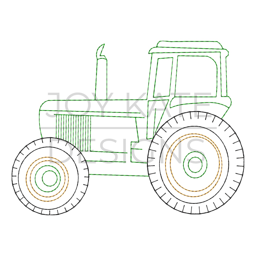 Tractor Vintage Outline Stitch Embroidery Design - Etsy