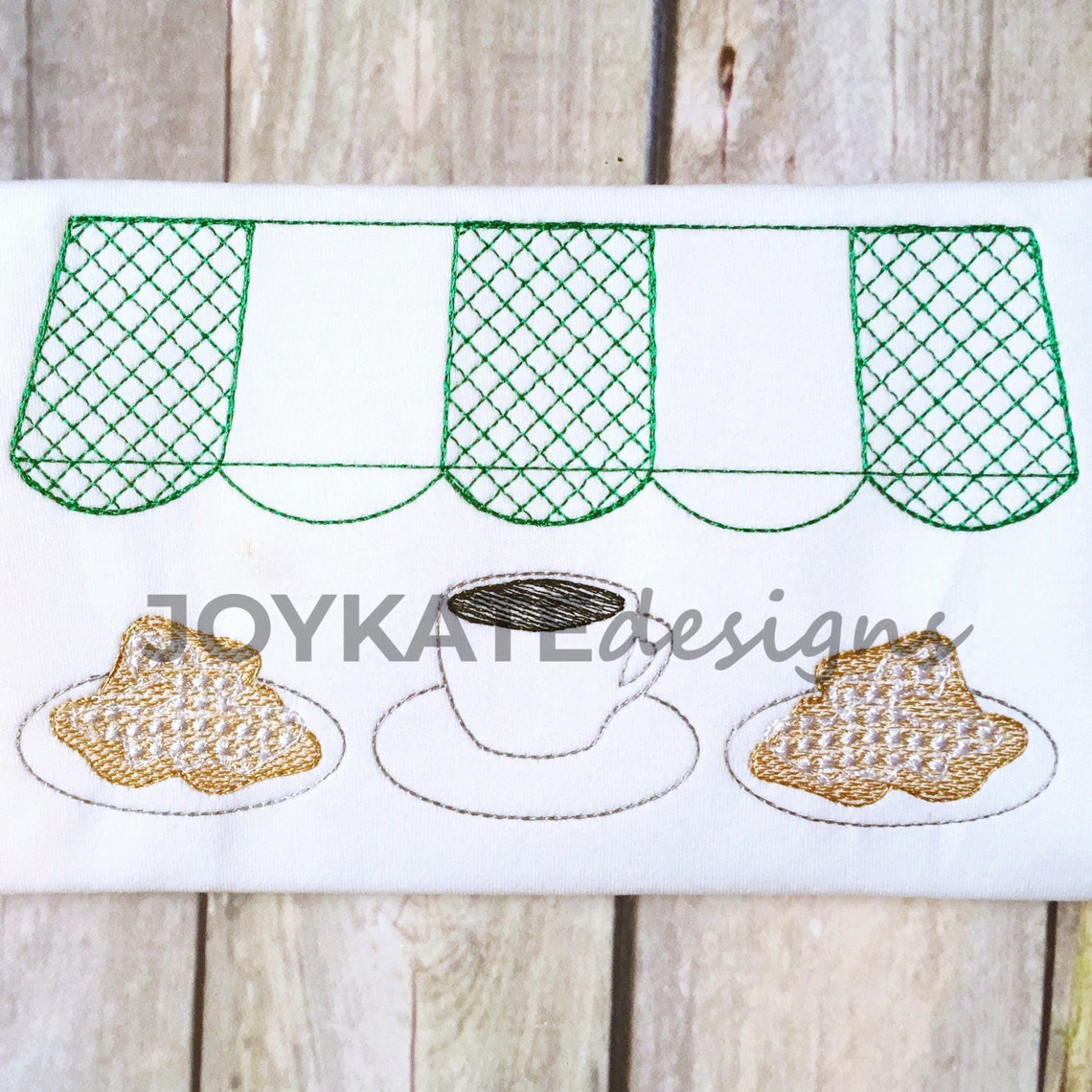Beignets & Coffee Light Fill Vintage Stitch Embroidery Design - Etsy