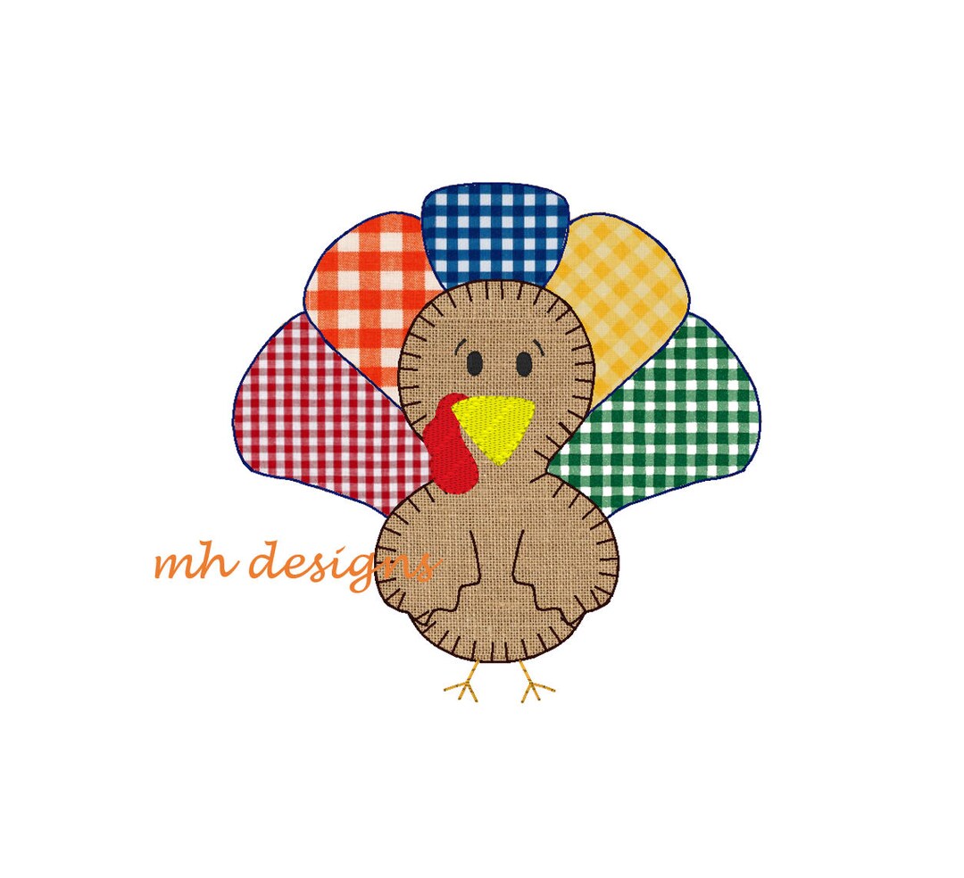 Blanket Stitch Turkey Applique Embroidery Design, Fall Turkey ...