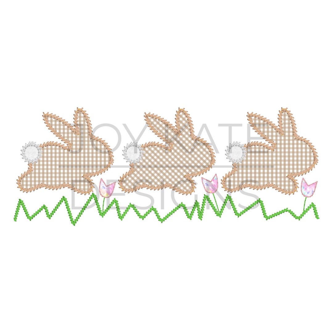 Running Bunny Trio Applique Design - Etsy