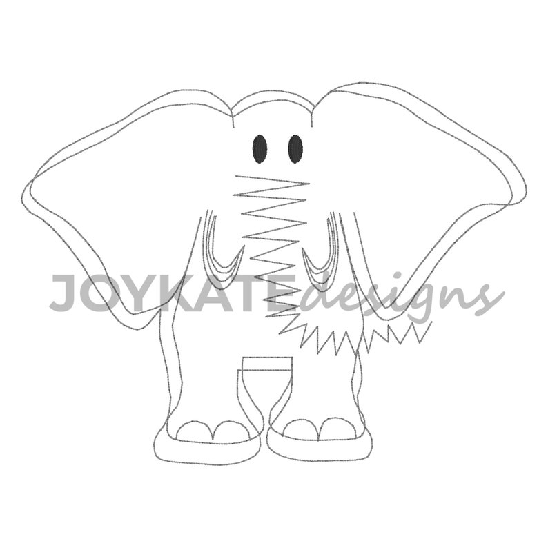 Scribble Vintage Stitch Elephant Embroidery Design Etsy