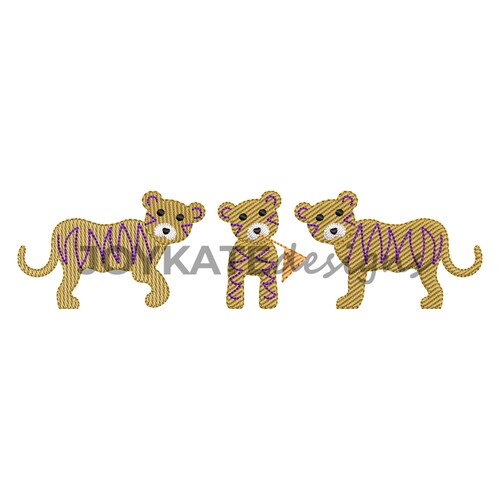 Light Fill Tiger Trio Embroidery Design - Etsy