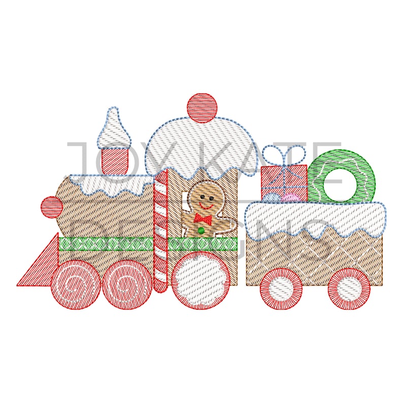 Gingerbread Train Sketch Embroidery Design - Etsy