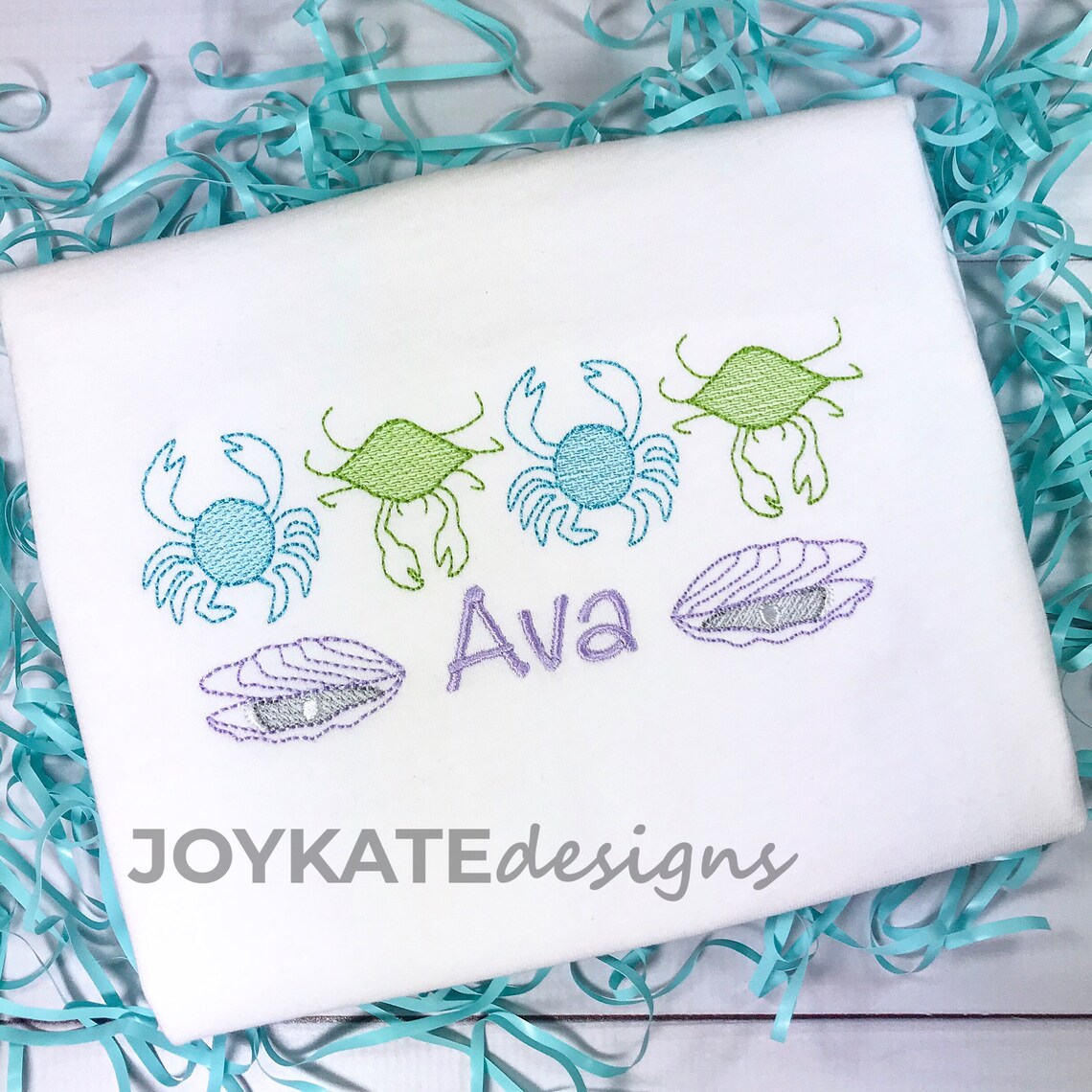 Build Your Own Shellfish Embroidery Design. Includes Oyster, Crawfish ...