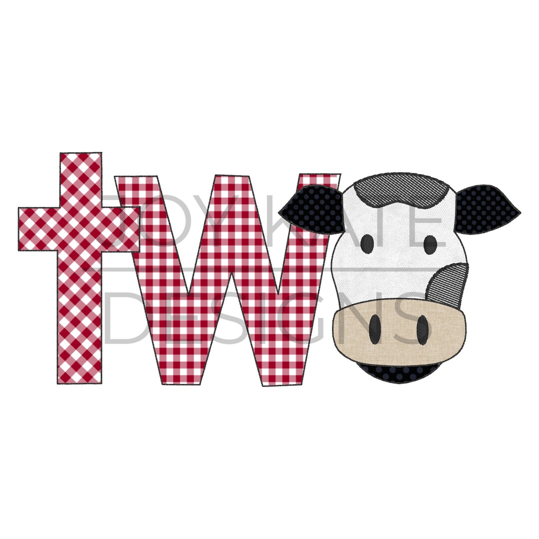 Two Cow Bean Stitch Applique Design - Etsy