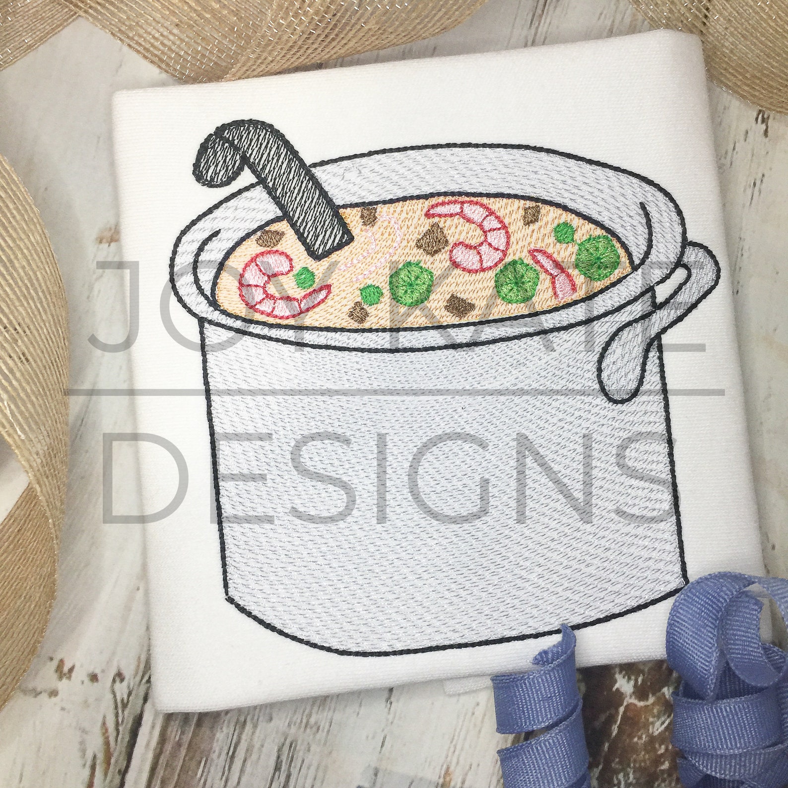 Pot of Gumbo Sketch Fill Embroidery Design - Etsy