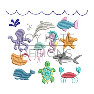 Build Your Satin Fill Sea Creature Set Embroidery Design - Etsy