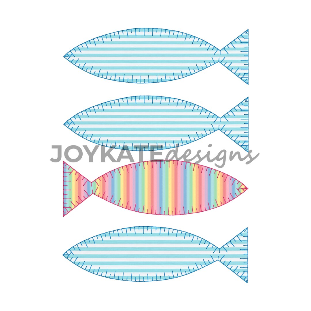 Set of 4 Fish Applique Embroidery Design - Etsy