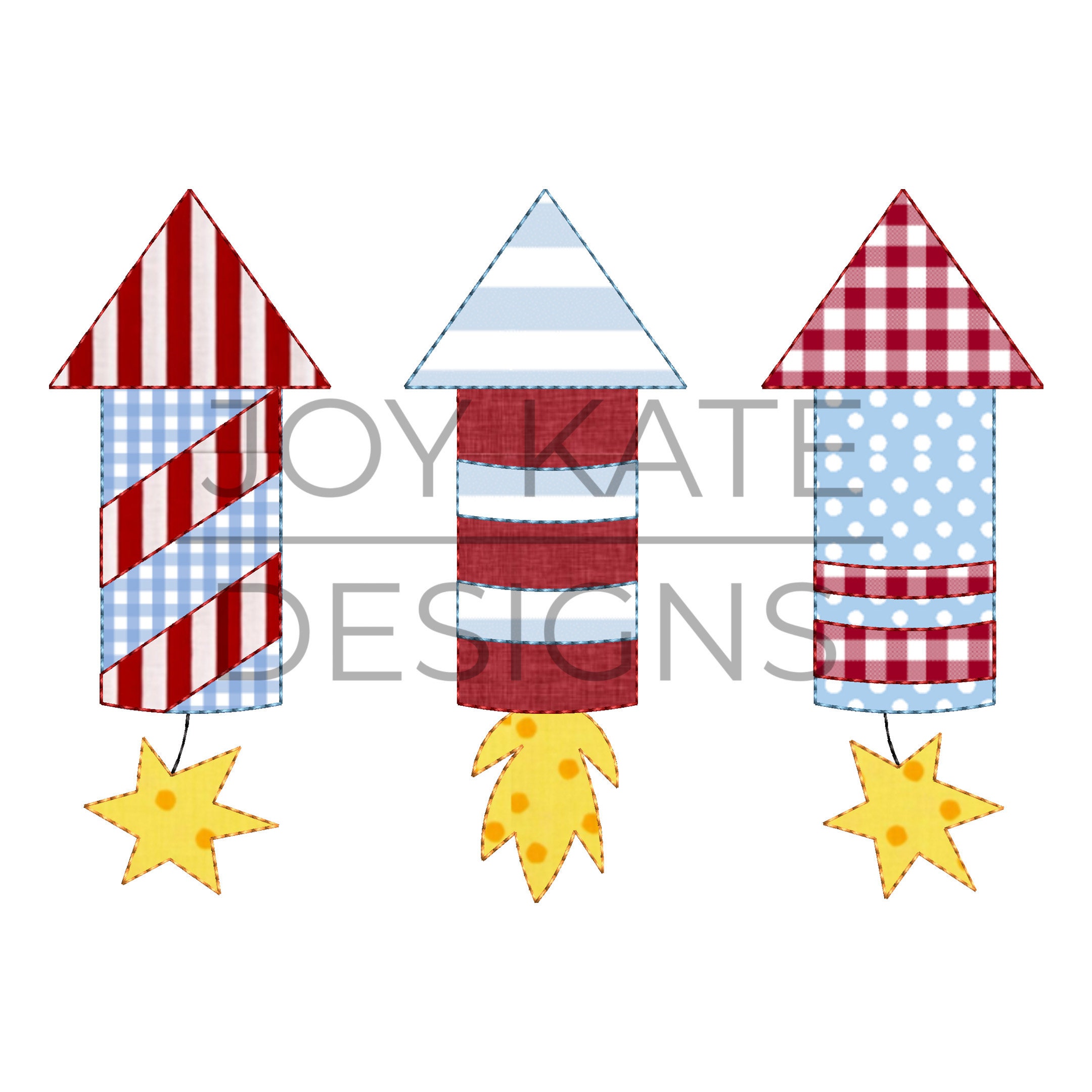 Firecracker Trio Bean Stitch Applique Design - Etsy