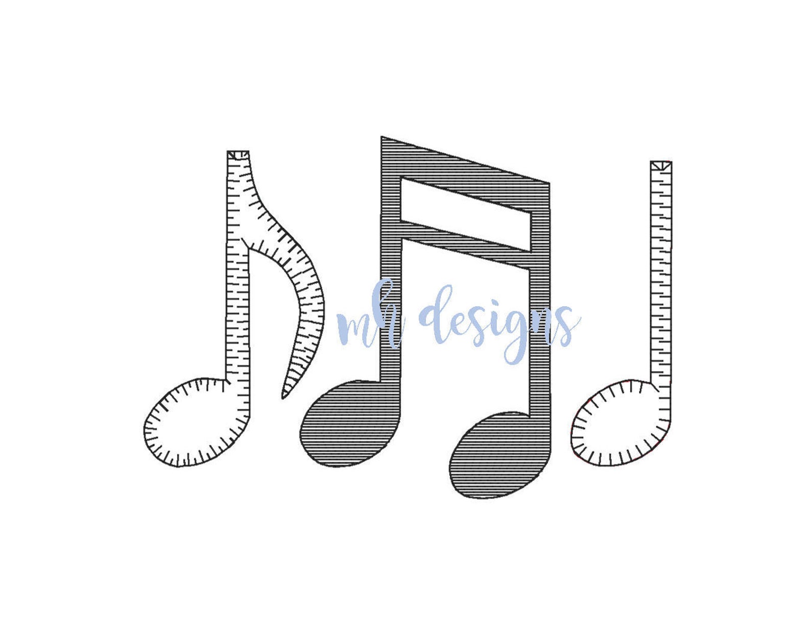 Music Notes 5x7, 4x4 Embroidery Design, Vintage Stitch, Music Notes ...