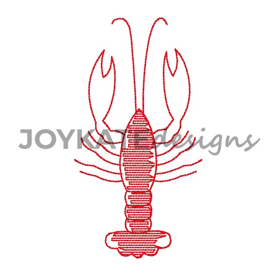 Vintage Sketch Fill Crawfish Embroidery Design | Etsy
