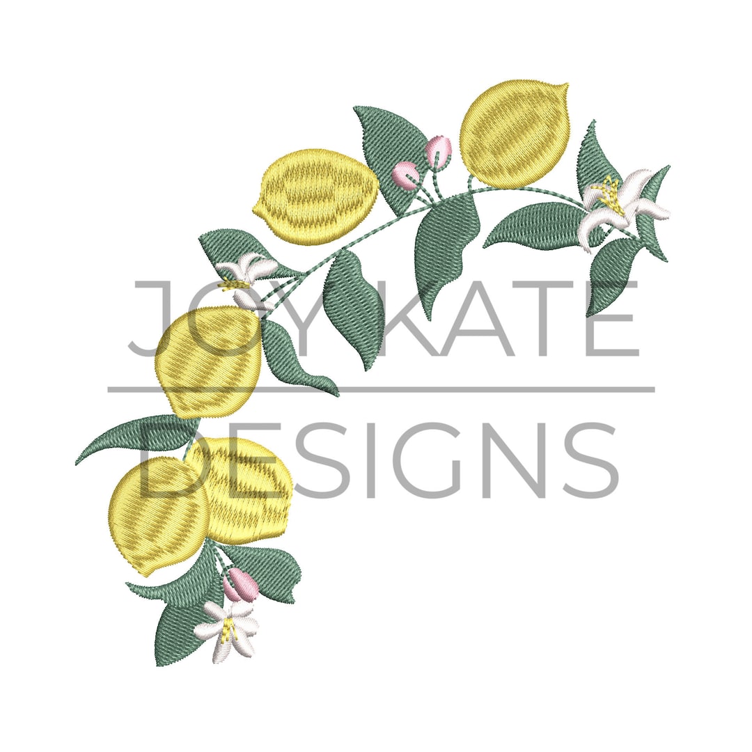 Lemon Branch Frame Embroidery Design - Etsy