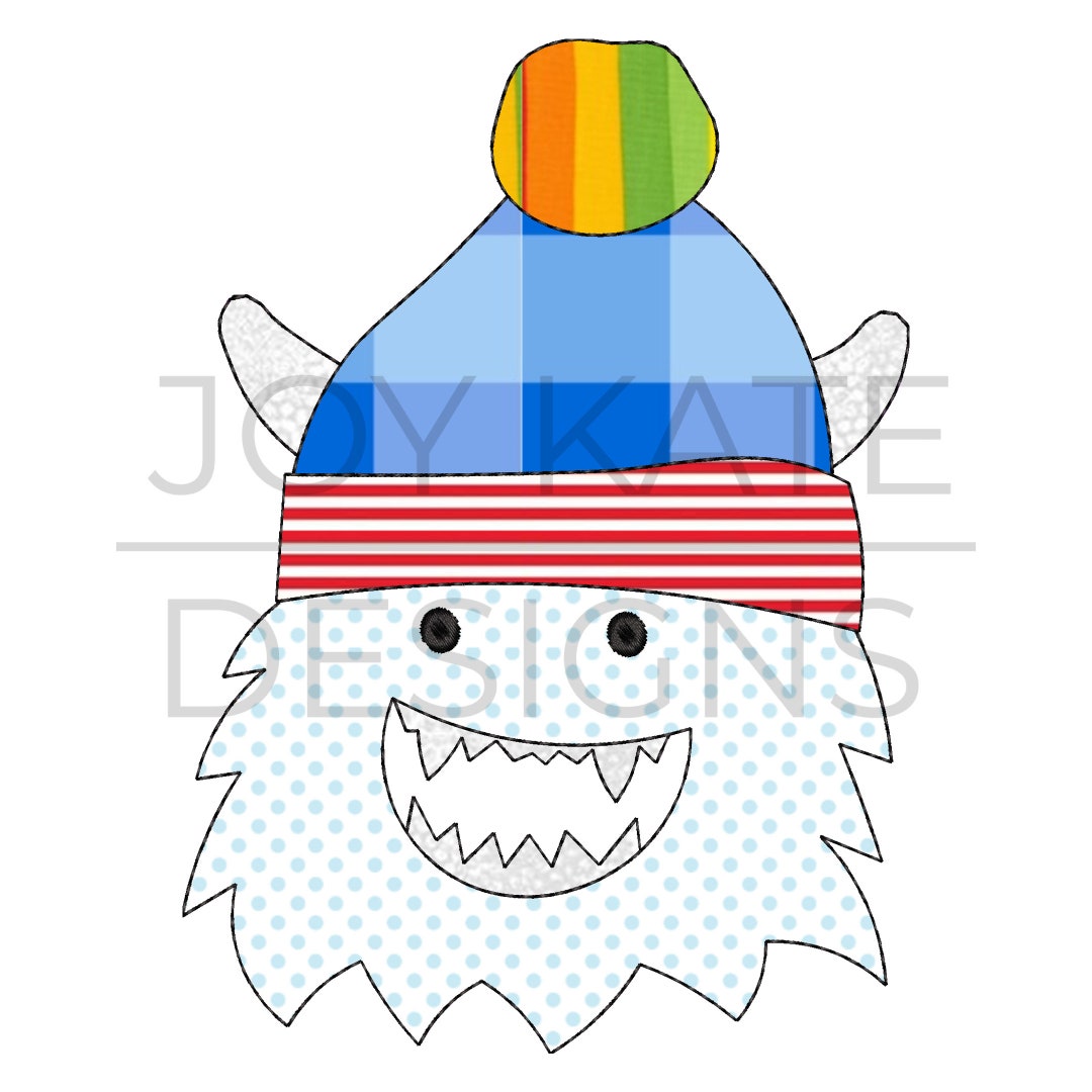 Yeti Snow Monster Bean Stitch Applique Design - Etsy