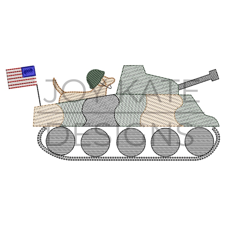 Dog in Military Tank Sketch Embroidery Design - Etsy