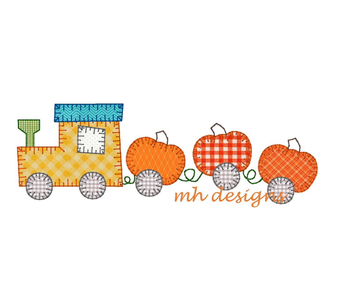 Pumpkin Train Applique' Embroidery Design, Train Embroidery File ...