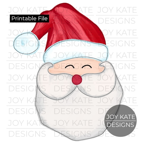 Traditional Santa Face Watercolor Printable PNG | Etsy