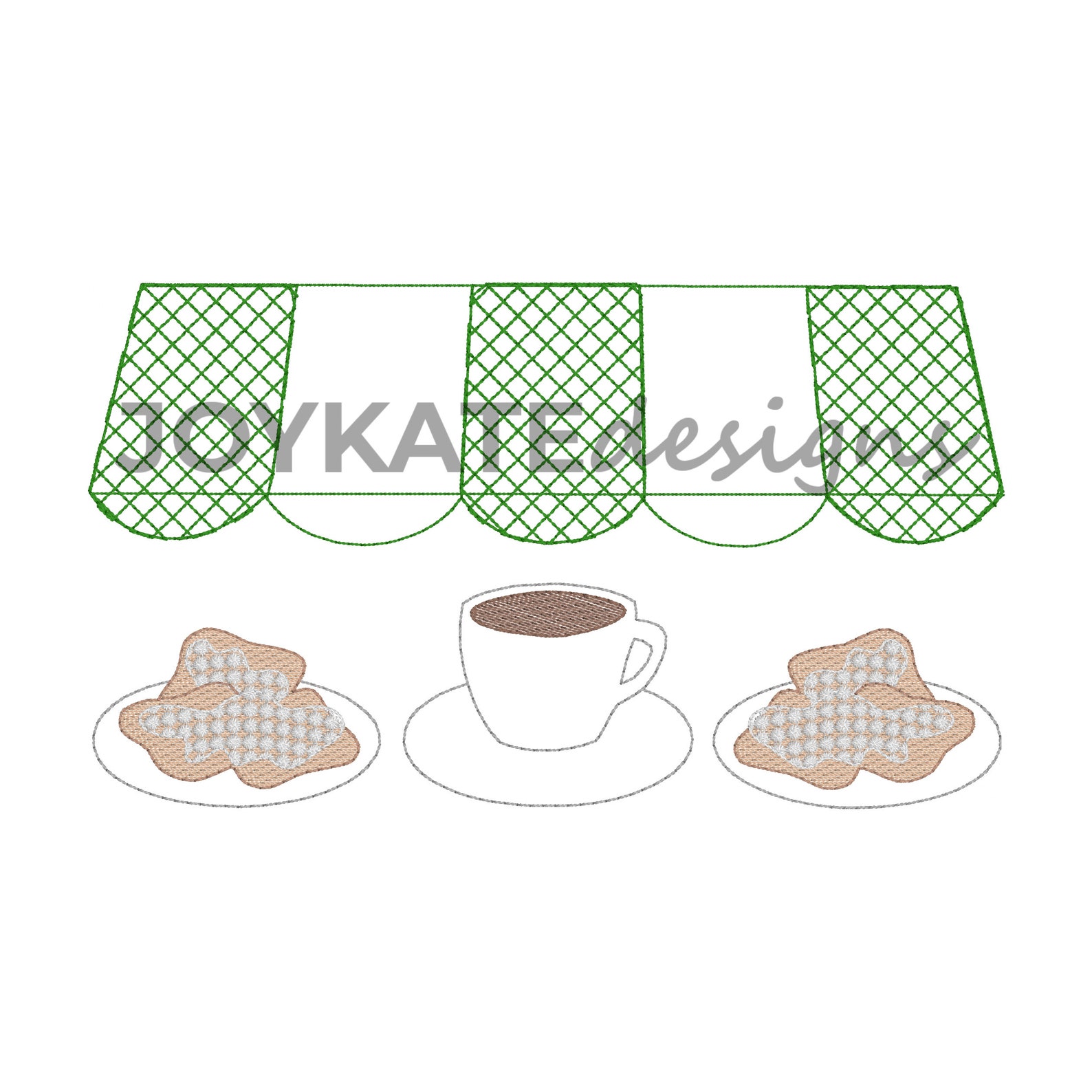 Beignets & Coffee Light Fill Vintage Stitch Embroidery Design - Etsy