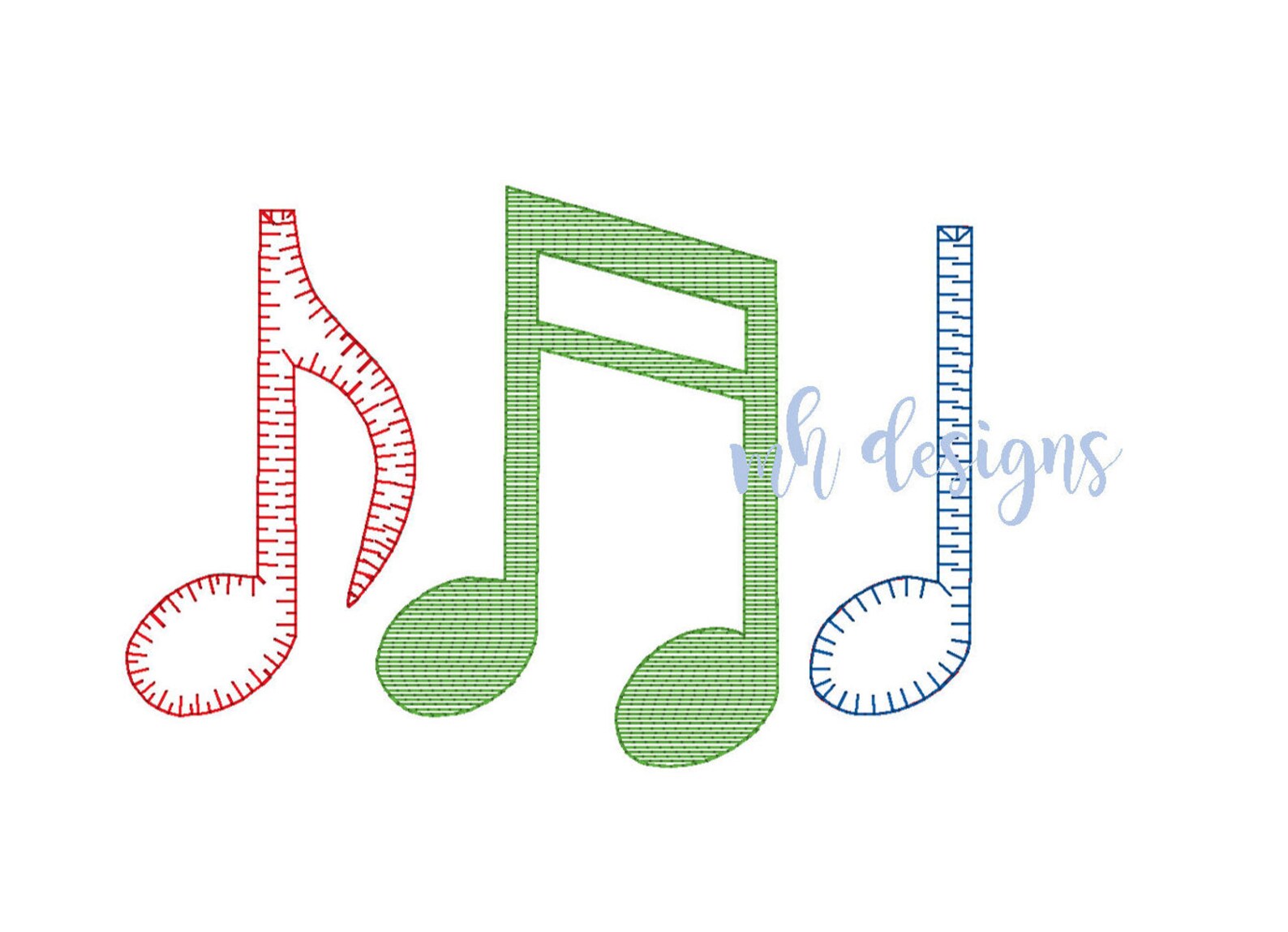 Music Notes 5x7, 4x4 Embroidery Design, Vintage Stitch, Music Notes ...
