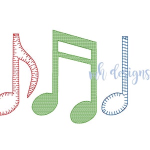 Music Notes 5x7, 4x4 Embroidery Design, Vintage Stitch, Music Notes ...