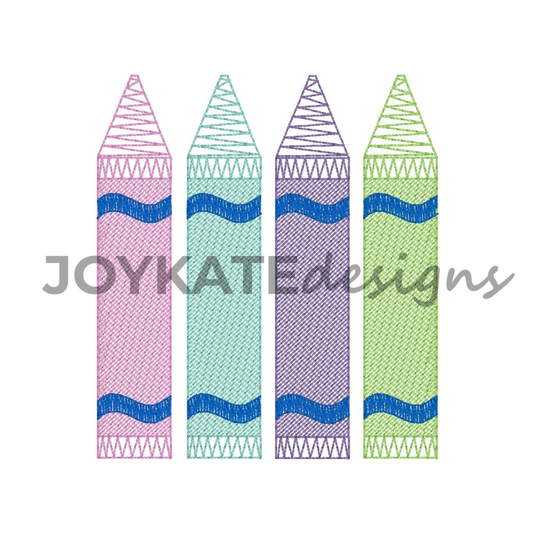 Back to School Crayon Embroidery Design, Crayons, Vintage Stitch ...