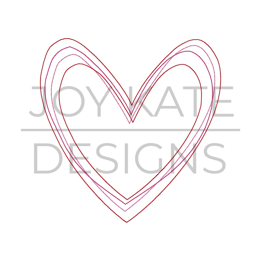 Heart Vintage Scribble Stitch Embroidery Design - Etsy
