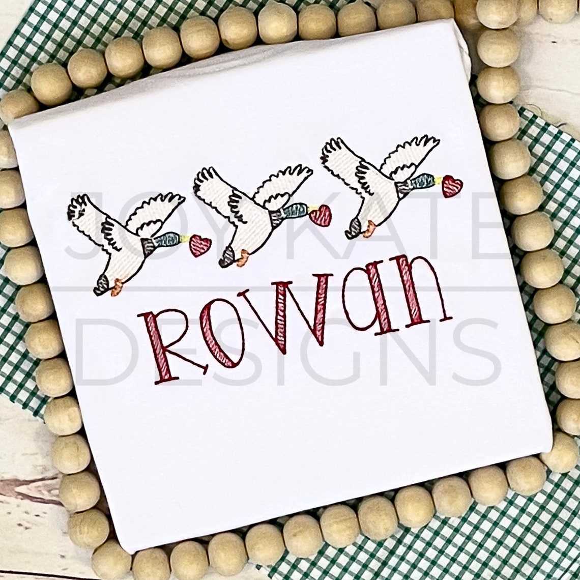 Mallard Duck Trio With Hearts Sketch Embroidery Design | Etsy
