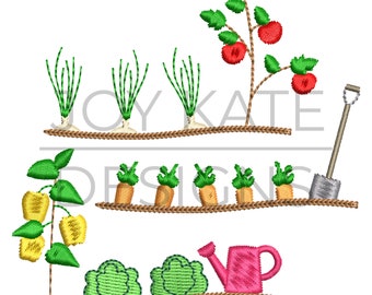 Vegetable Garden Sketch Stitch Machine Embroidery Design File, Quick ...
