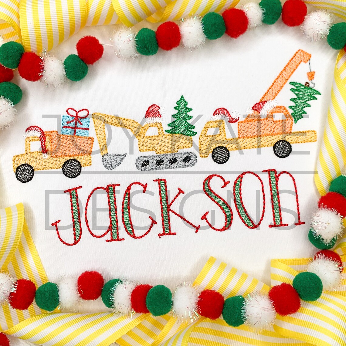 Christmas Construction Trio Sketch Embroidery Design - Etsy