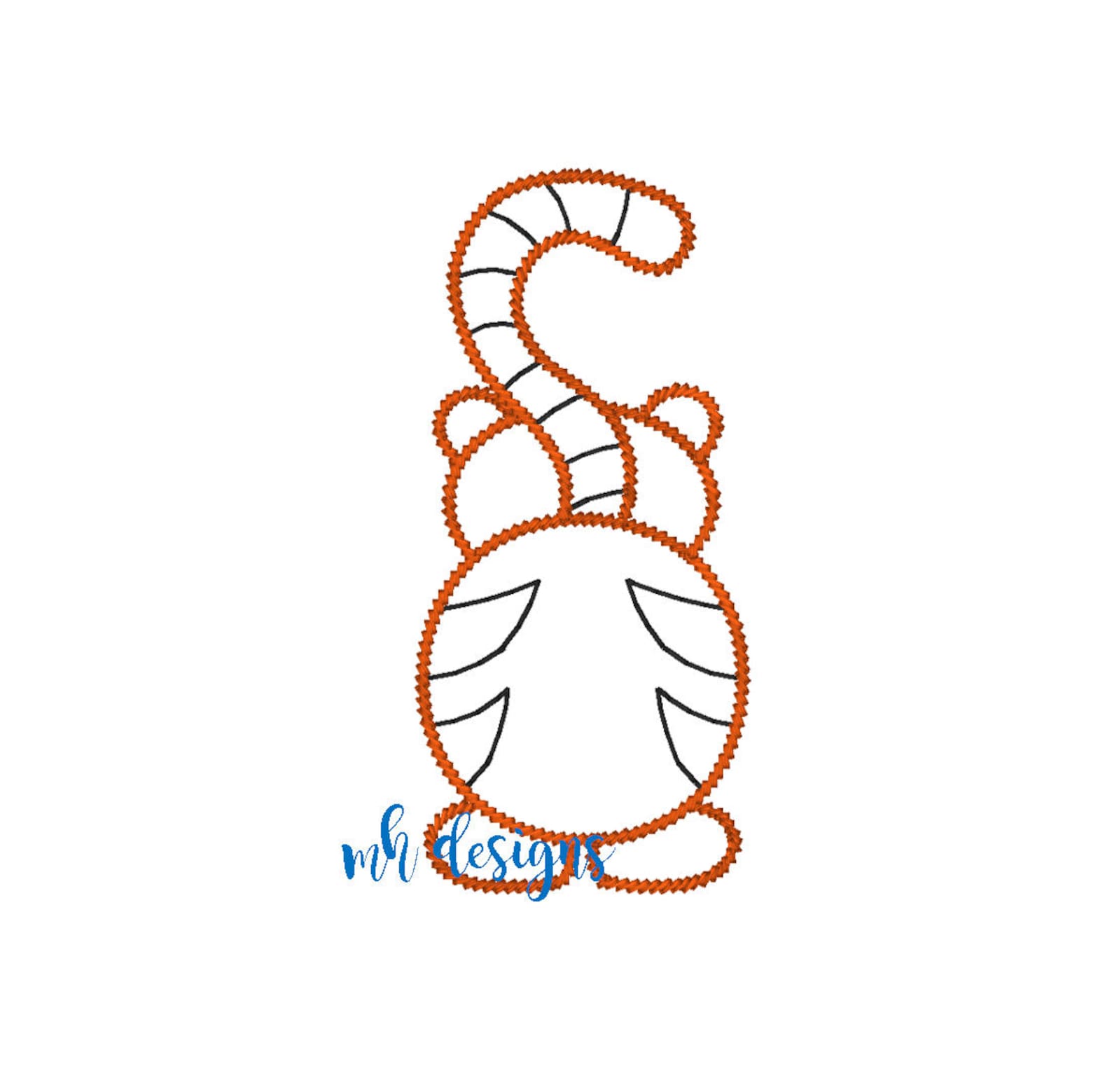 Quick Stitch Tiger Butt, 4x4, Tiger Embroidery Design, Vintage Stitch ...