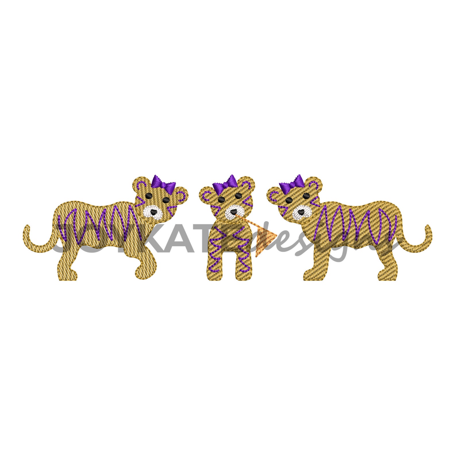 Light Fill Girl Tiger Trio Embroidery Design - Etsy