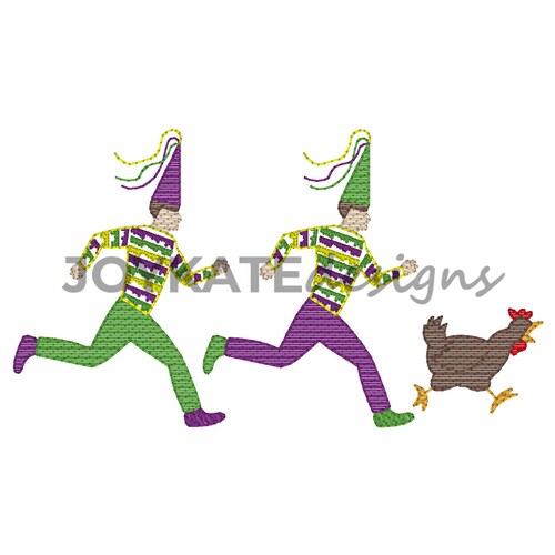 Vintage Stitch Mardi Gras Chicken Run Embroidery Design Mardi - Etsy