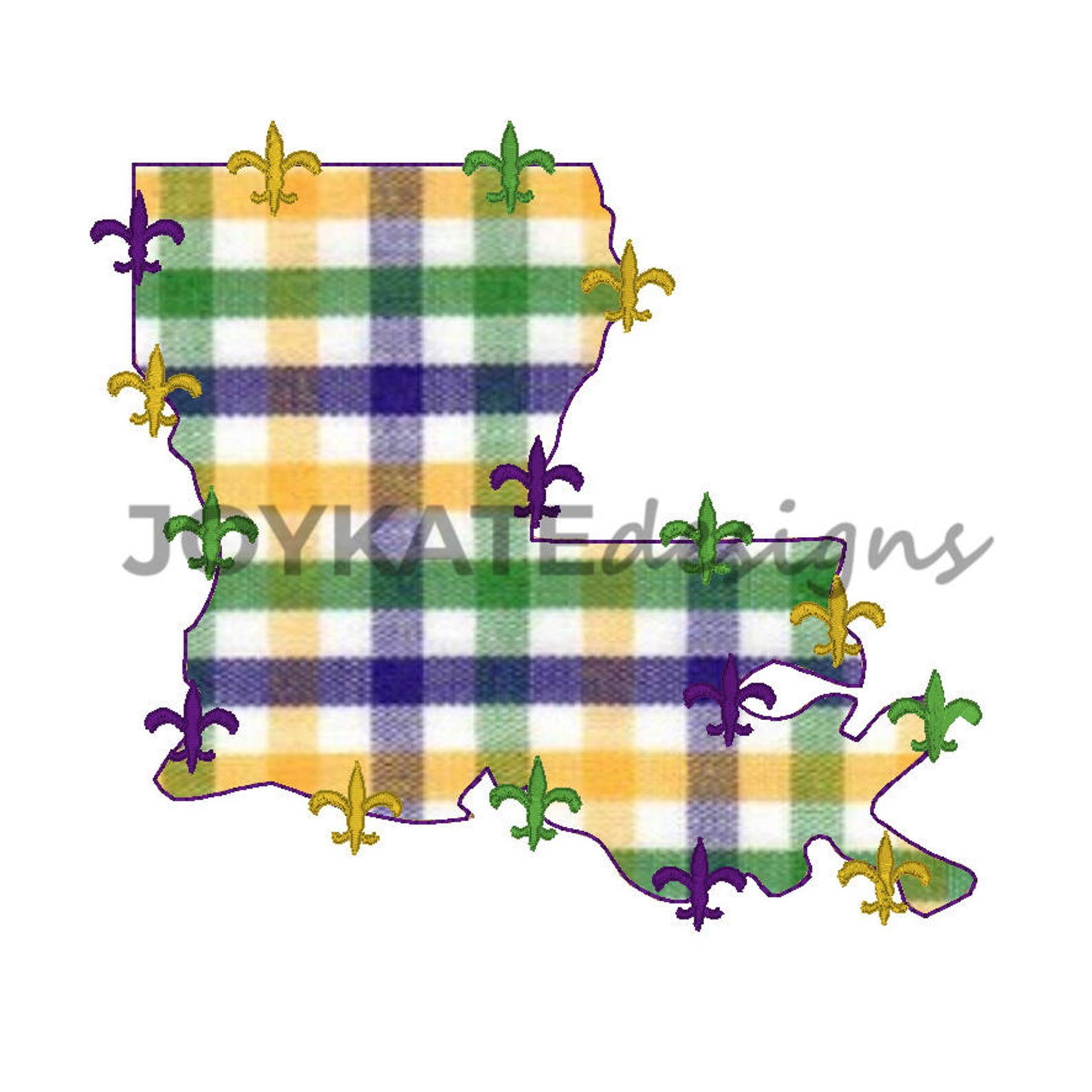 State of Louisiana With Fleur De Lis Motif Embroidery - Etsy