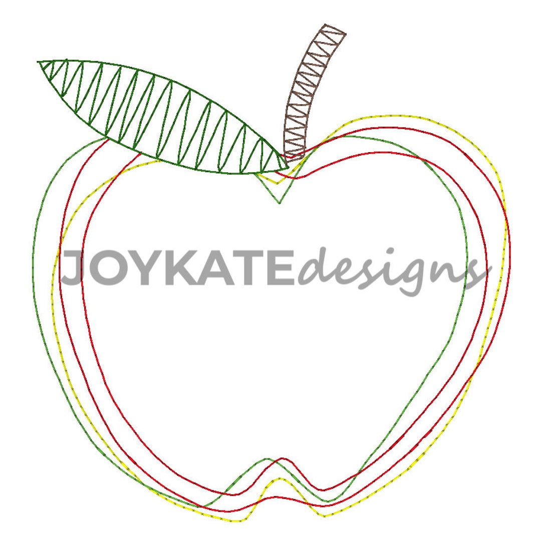 Back to School Apple in 5 Sizes, Apple Embroidery Design, Vintage ...