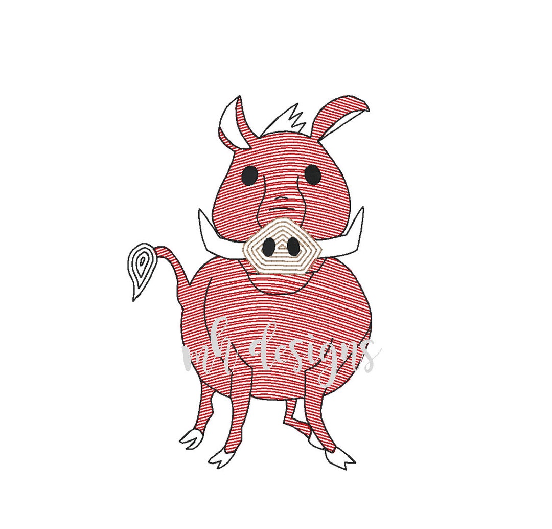 Vintage Light Fill Razorback Embroidery Design, Vintage Stitch ...