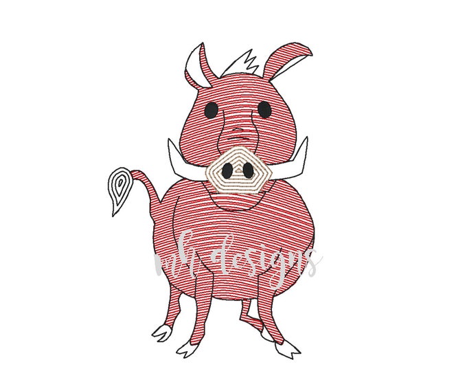 Vintage Light Fill Razorback Embroidery Design, Vintage Stitch ...