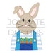 Bunny With Overalls Bean Stitch Applique Design - Etsy