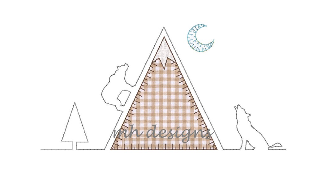 Mountain Embroidery Applique Design, Vintage Stitch Mountain ...