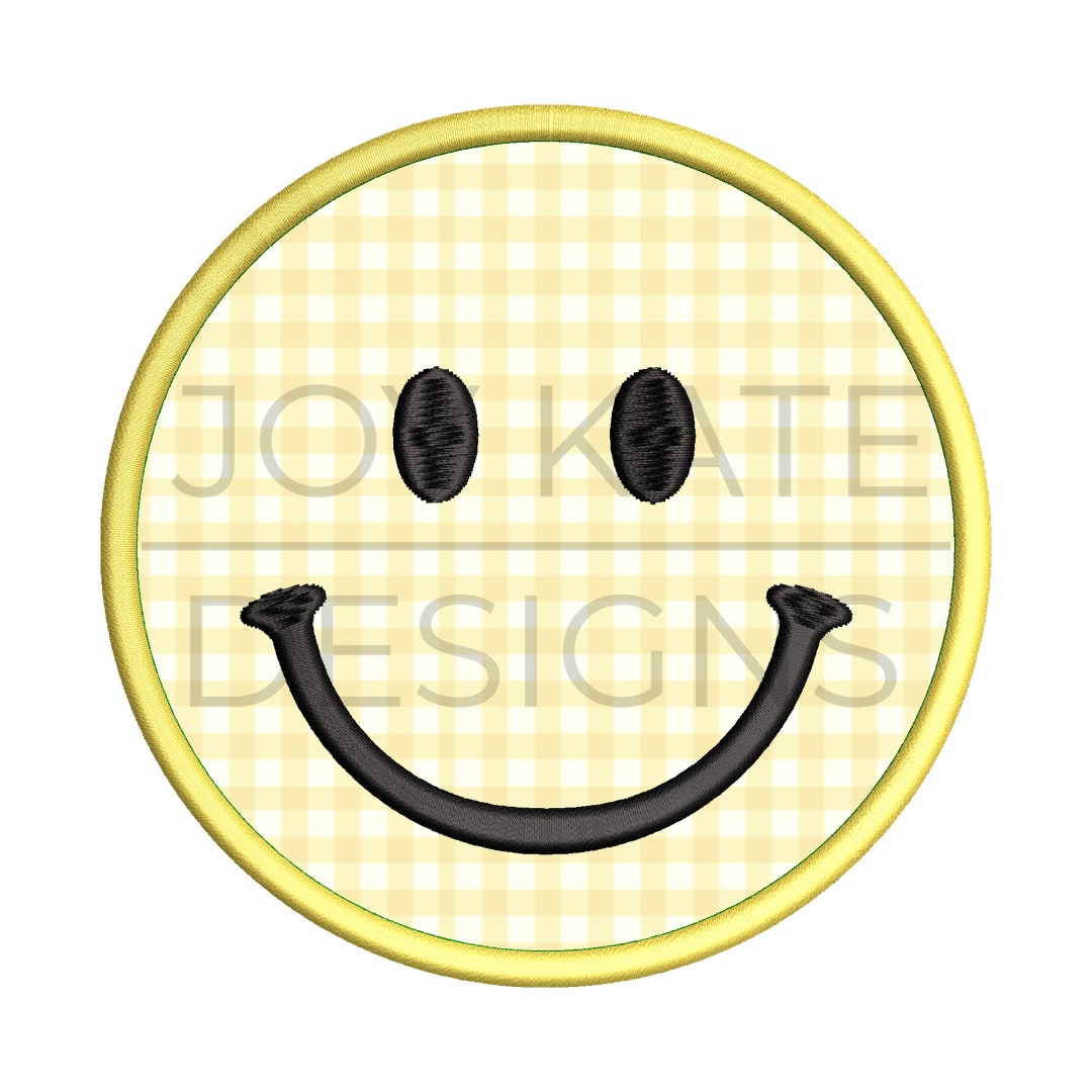 Smiley Face Satin Stitch Applique Design - Etsy