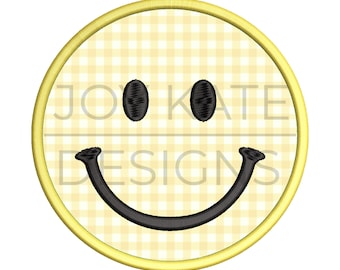 Smiley Face Mini Satin Stitch Applique Design | Etsy