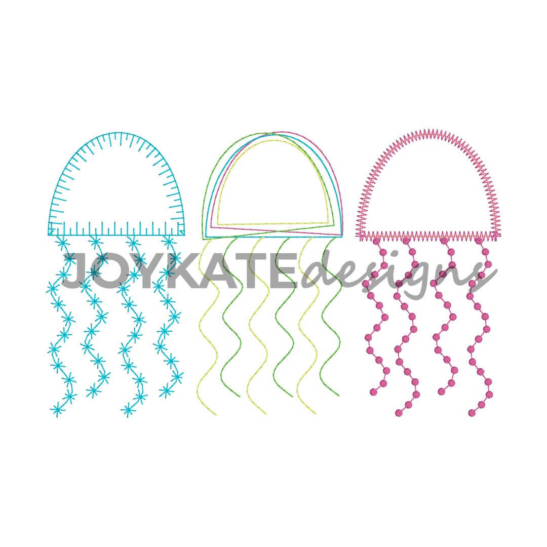 Jellyfish 5x7 Embroidery Design, Jellyfish Applique, Jellyfish ...