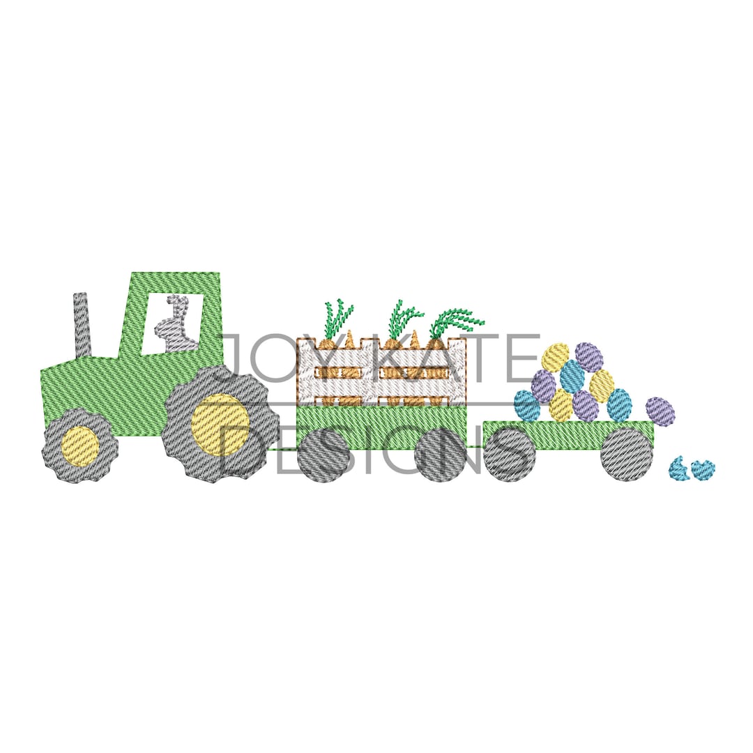 Easter Farm Tractor Sketch Embroidery Design - Etsy