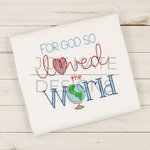 For God so Loved the World Sketch Embroidery Design - Etsy
